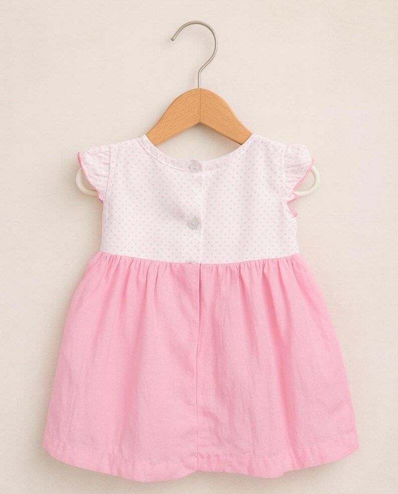 Vintage Pink Polka Dot Floral Embroidered Baby Dress (12M ...