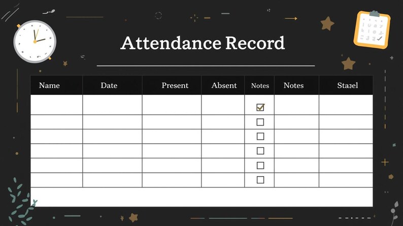 Editable Attendance Record Template | Printable Student & Employee ...