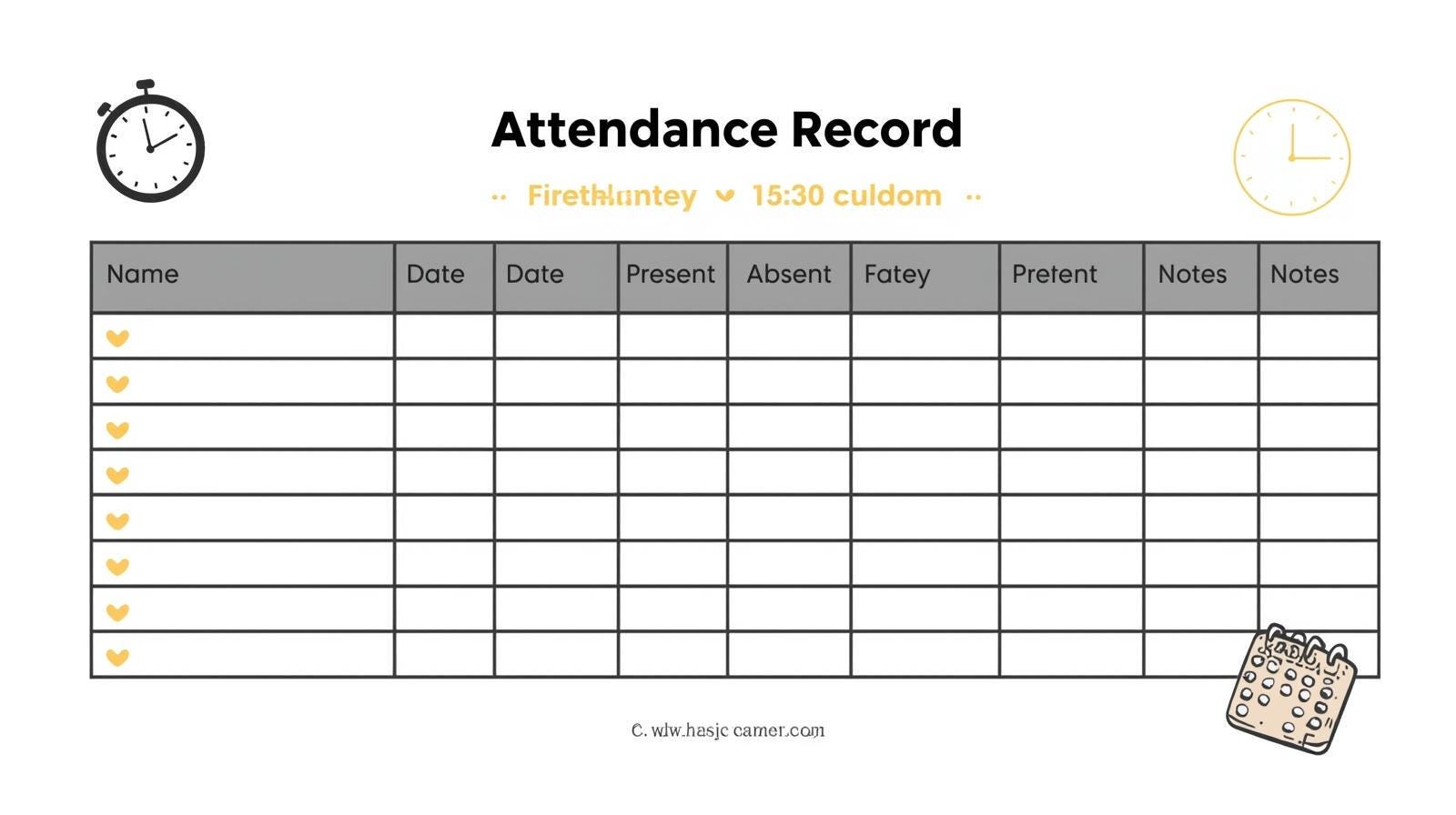 Editable Attendance Record Template | Printable Tracker (digital) - Etsy