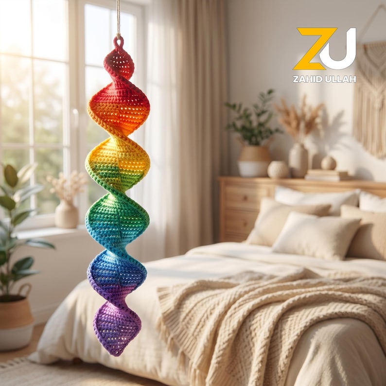 Rainbow Crochet Wind Spinner Pattern PDF, Spiral Breeze Spinner ...