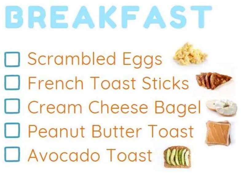 Editable Kids Breakfast Menu (pictures of Real Food) - Etsy