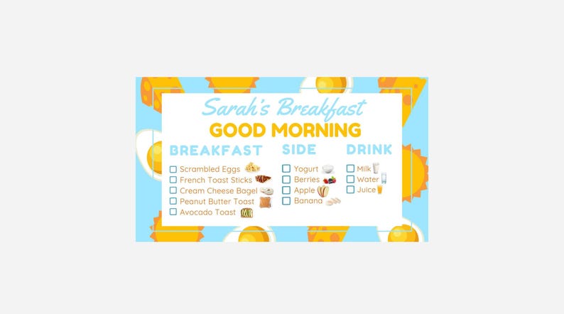 Editable Kids Breakfast Menu (pictures of Real Food) - Etsy