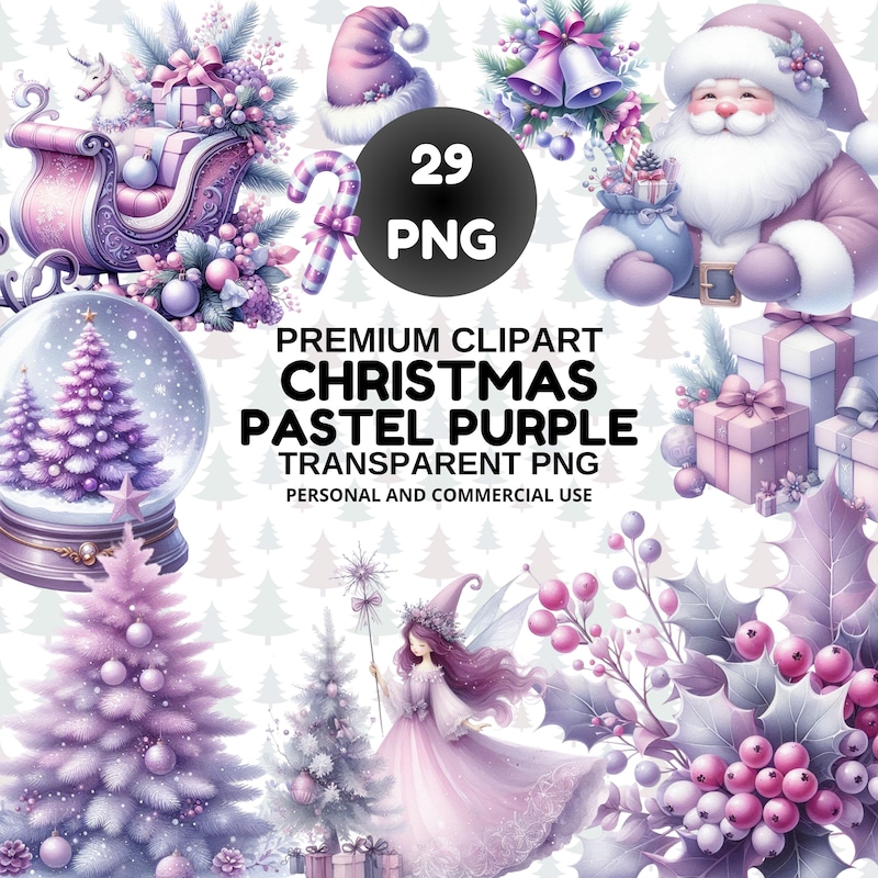Purple Christmas Clipart - Etsy
