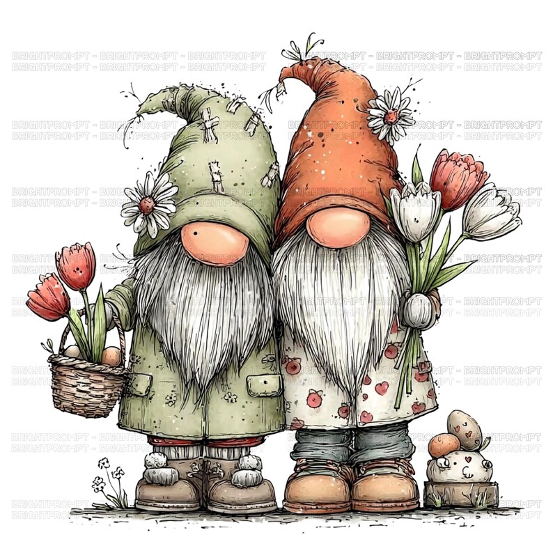 Quirky Spring Gnomes Clipart | Easter Gnome | Eggs, Bunnies, Flowers ...