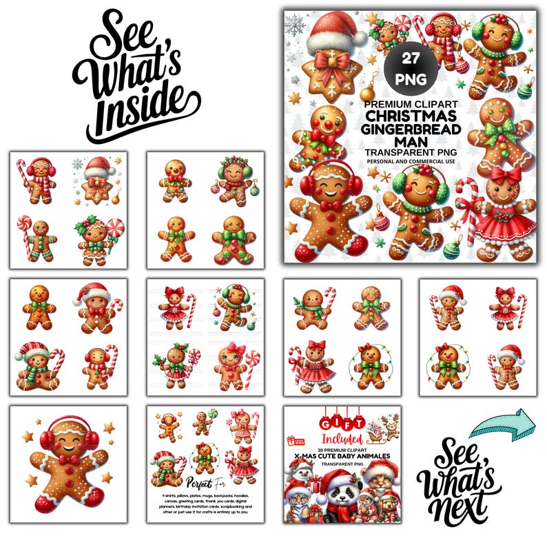Christmas Gingerbread Clipart MEGA Bundle Transparent PNG | People ...