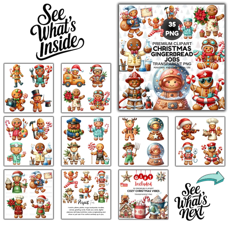 Christmas Gingerbread Clipart MEGA Bundle Transparent PNG | People ...