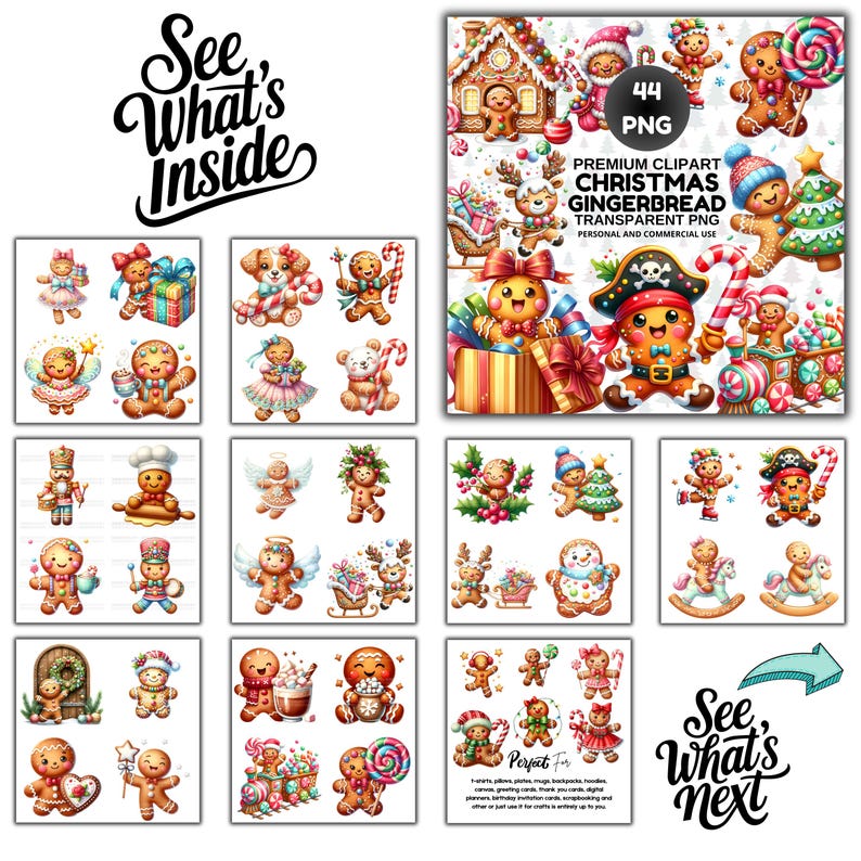 Christmas Gingerbread Clipart MEGA Bundle Transparent PNG | People ...