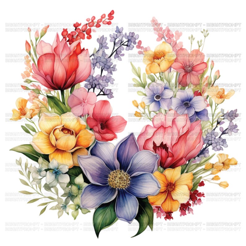 370 Watercolor Spring Floral Clipart Bundle | Meadow Flowers, Garden ...