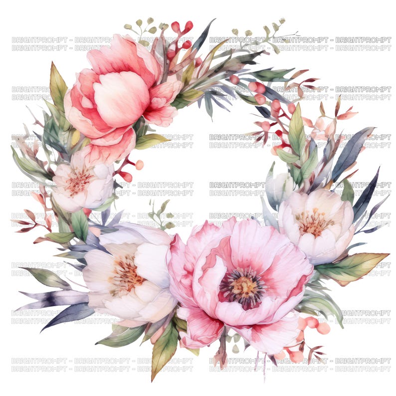 Watercolor Floral Wreath Clipart | Spring Cottagecore PNG Bundle - Etsy
