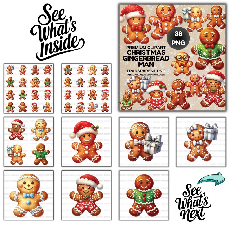 Christmas Gingerbread Clipart MEGA Bundle Transparent PNG | People ...