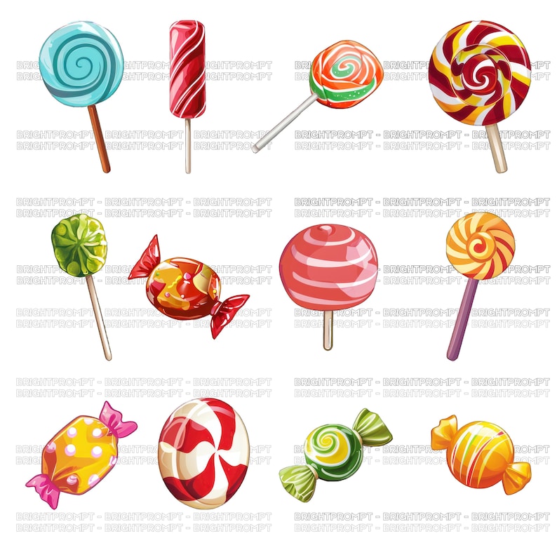 Colorful Candy Sweet Pops Clipart | Lollipop & Candy Shop Art ...
