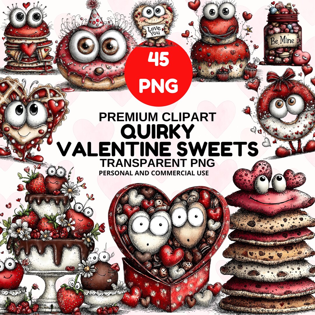Kawaii Valentine Sweets Clipart | Quirky Desserts, Candy (transparent ...