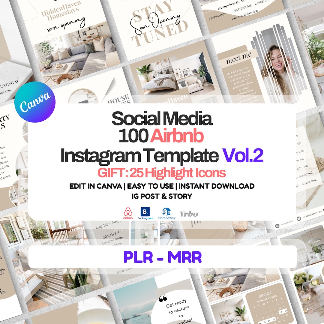 Airbnb Instagram Templates: 100+ Social Media Posts, Canva Editable ...