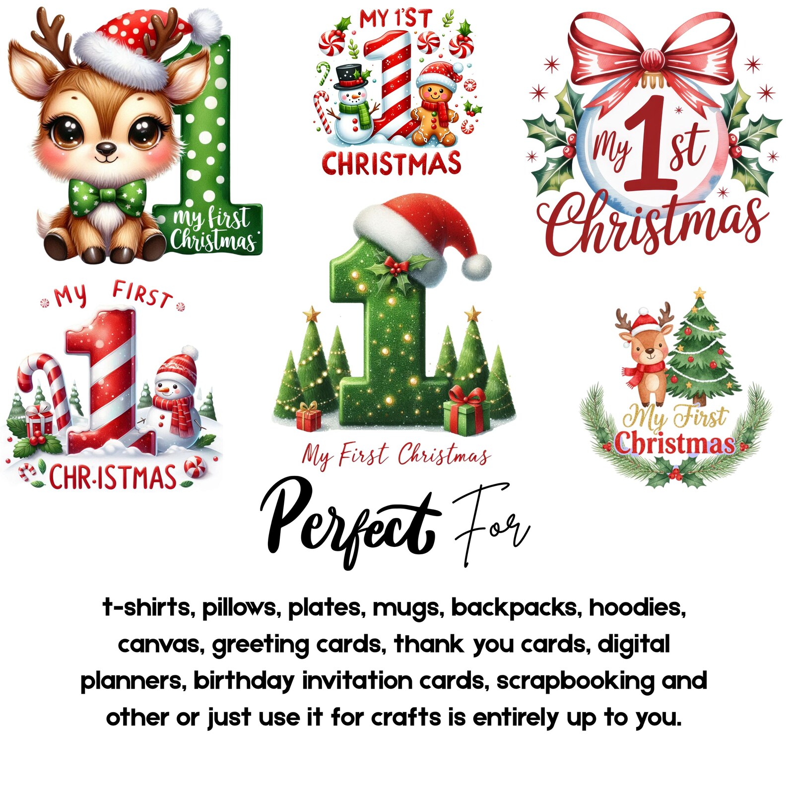 My First Christmas Clipart Collection, Transparent PNG, Baby 1st Xmas ...