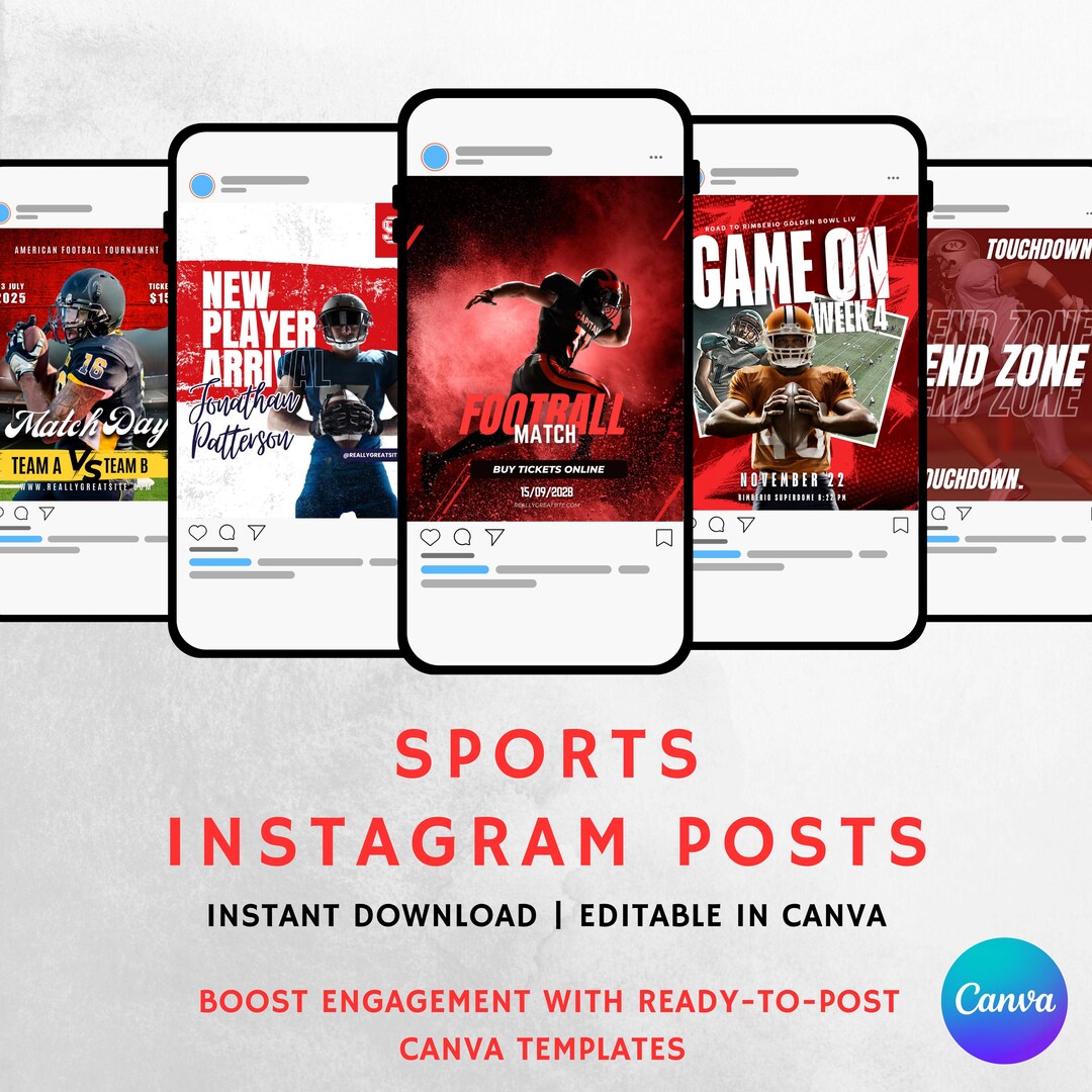 Game Day Football Instagram Posts, Canva Template (digital Download ...