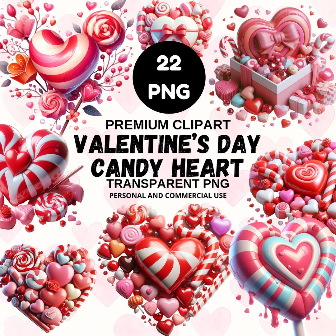 Valentine Candy Heart PNG | Sweet Heart Valentines Day Clipart (digital ...