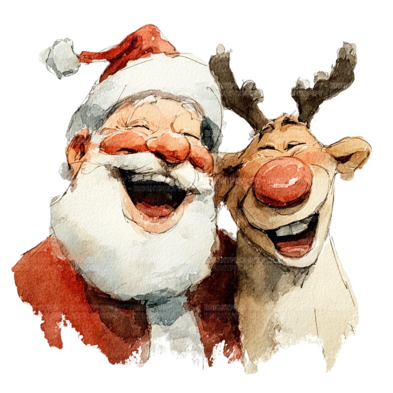 Quirky Santa & Reindeer Christmas Brushstrok Clipart Bundle | Funny ...
