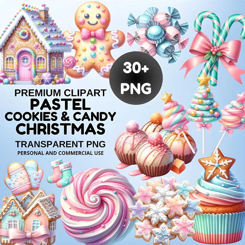 370 Christmas Sugar Treats Clipart Mega Bundle | Transparent PNG ...