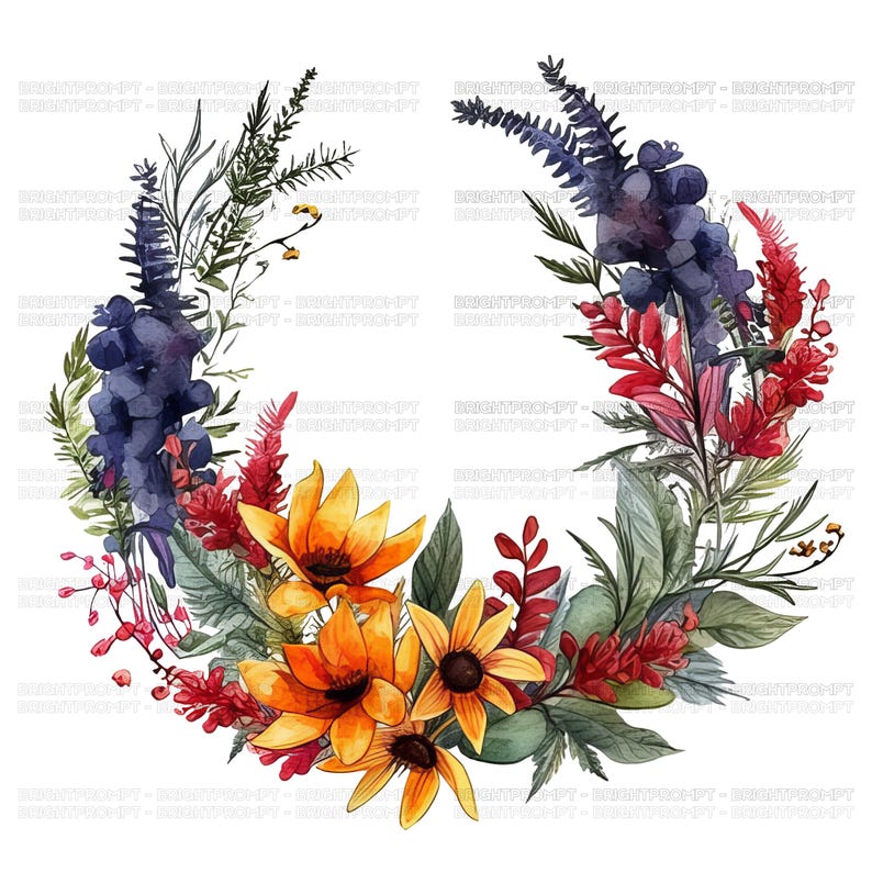 Watercolor Floral Wreath Clipart | Spring Cottagecore PNG Bundle - Etsy