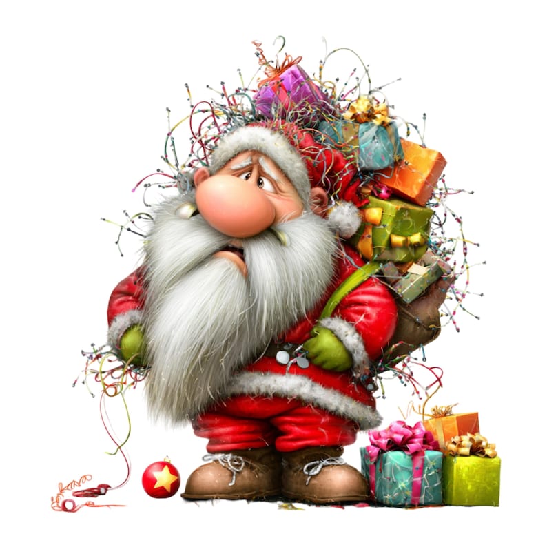 Quirky Christmas Busy Santa Clipart | Funny Holiday Illustrations | 27 ...
