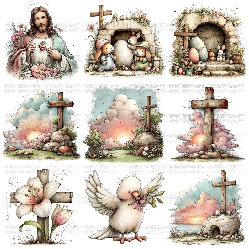 Christian Easter Clipart Bundle | Jesus, Bible & Cross | Resurrection ...