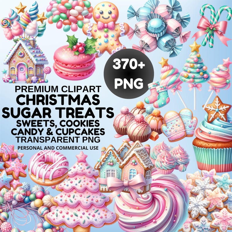 370 Christmas Sugar Treats Clipart Mega Bundle | Transparent PNG ...