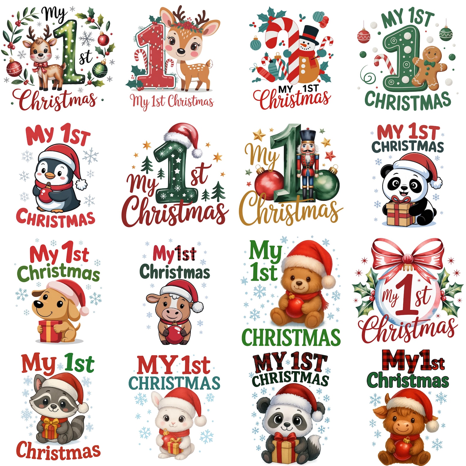 My First Christmas Clipart Collection, Transparent PNG, Baby 1st Xmas ...