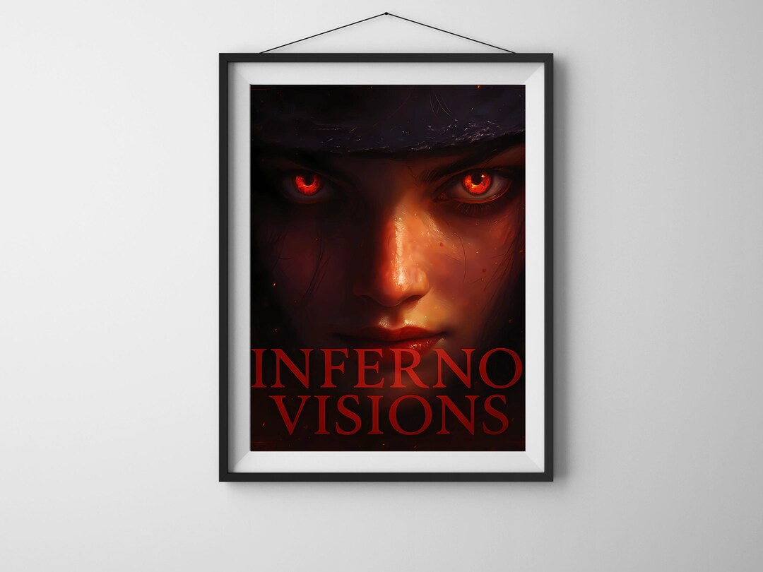 Arcane Gothic Wall Art | Dark Fantasy Portrait Print | Glowing Eyes ...