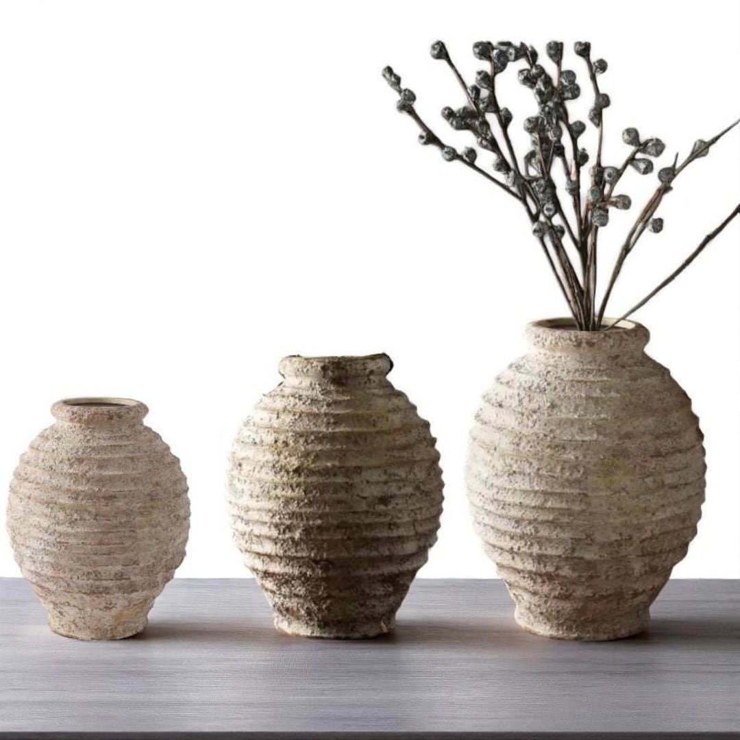 Handmade Rustic Ceramic Vase | Textured Boho Farmhouse Decor - Etsy