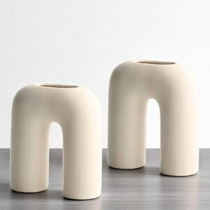 Modern U-shaped Ceramic Vase | Nordic Minimalist Home Decor - Etsy