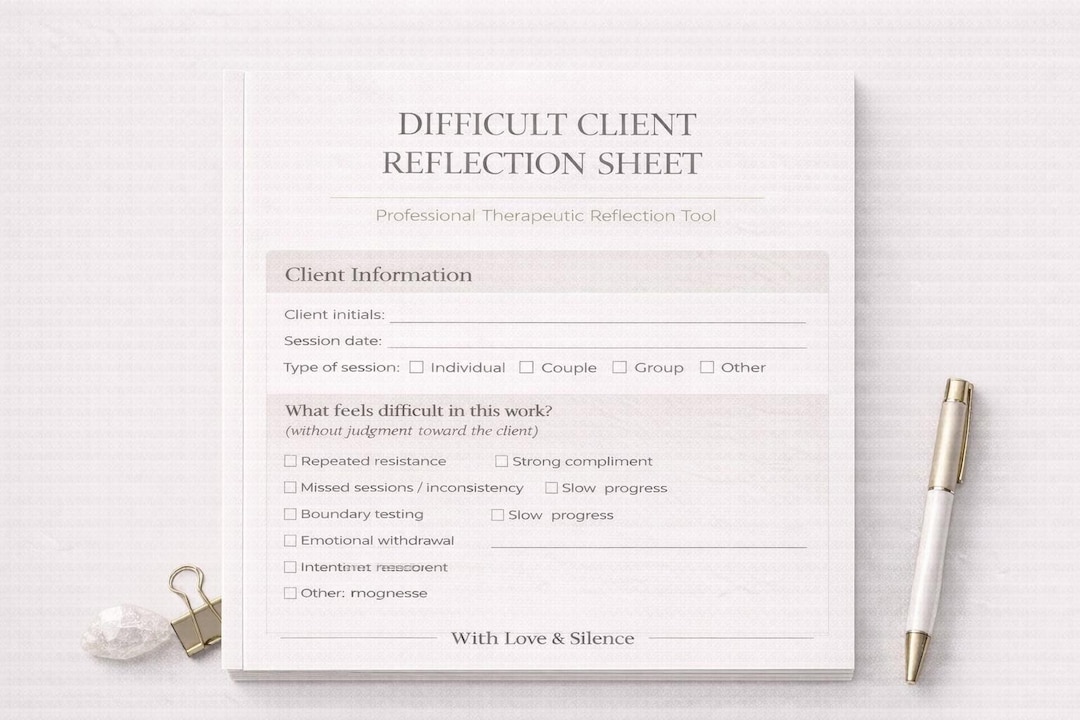 Therapist Difficult Client Reflection Sheet | Clinical Supervision Tool ...