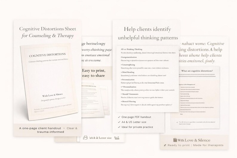 Cognitive Distortions Sheet for Therapy | Client Handout PDF | CBT ...