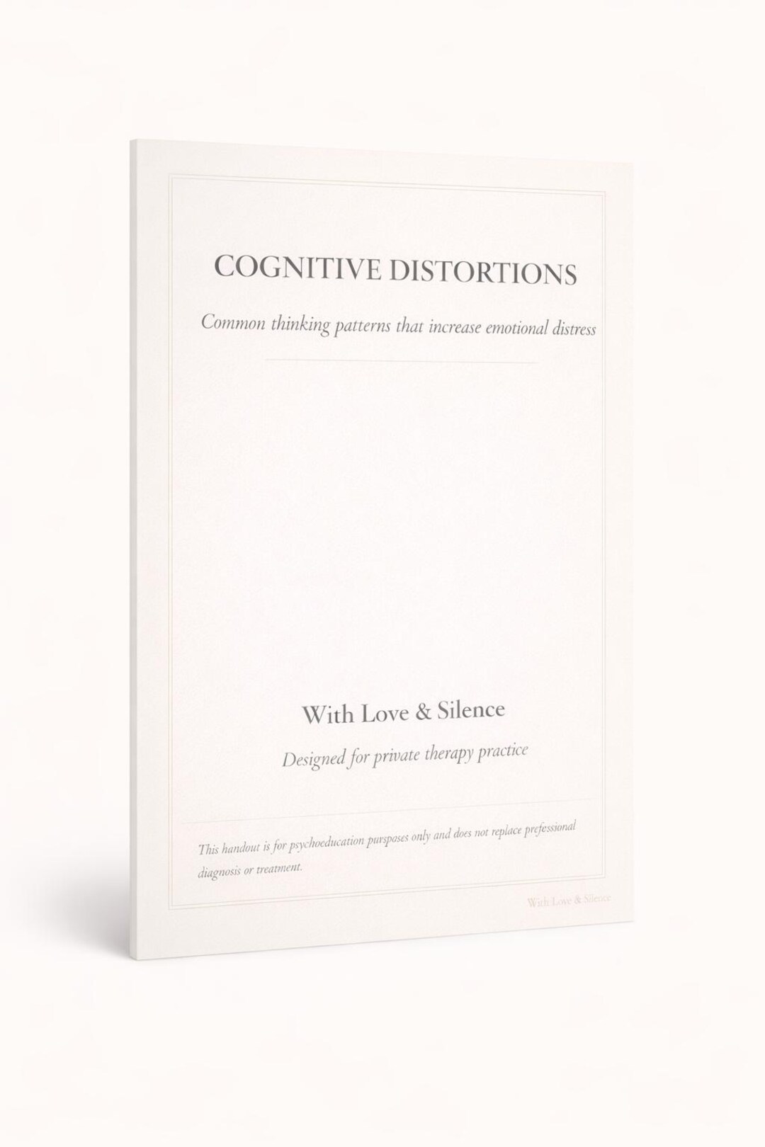 Cognitive Distortions Sheet for Therapy | Client Handout PDF | CBT ...