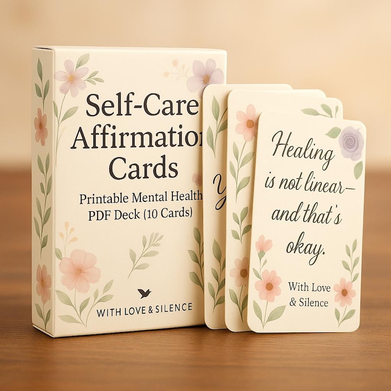 Self-care Affirmation Cards: Printable Mental Health PDF Deck (10 Cards ...