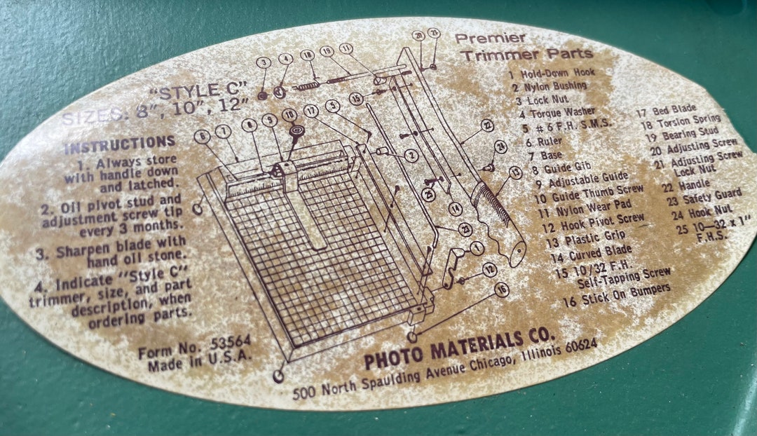 Vintage Premier Guillotine Paper Cutter 1950s Made in Chicago - Etsy