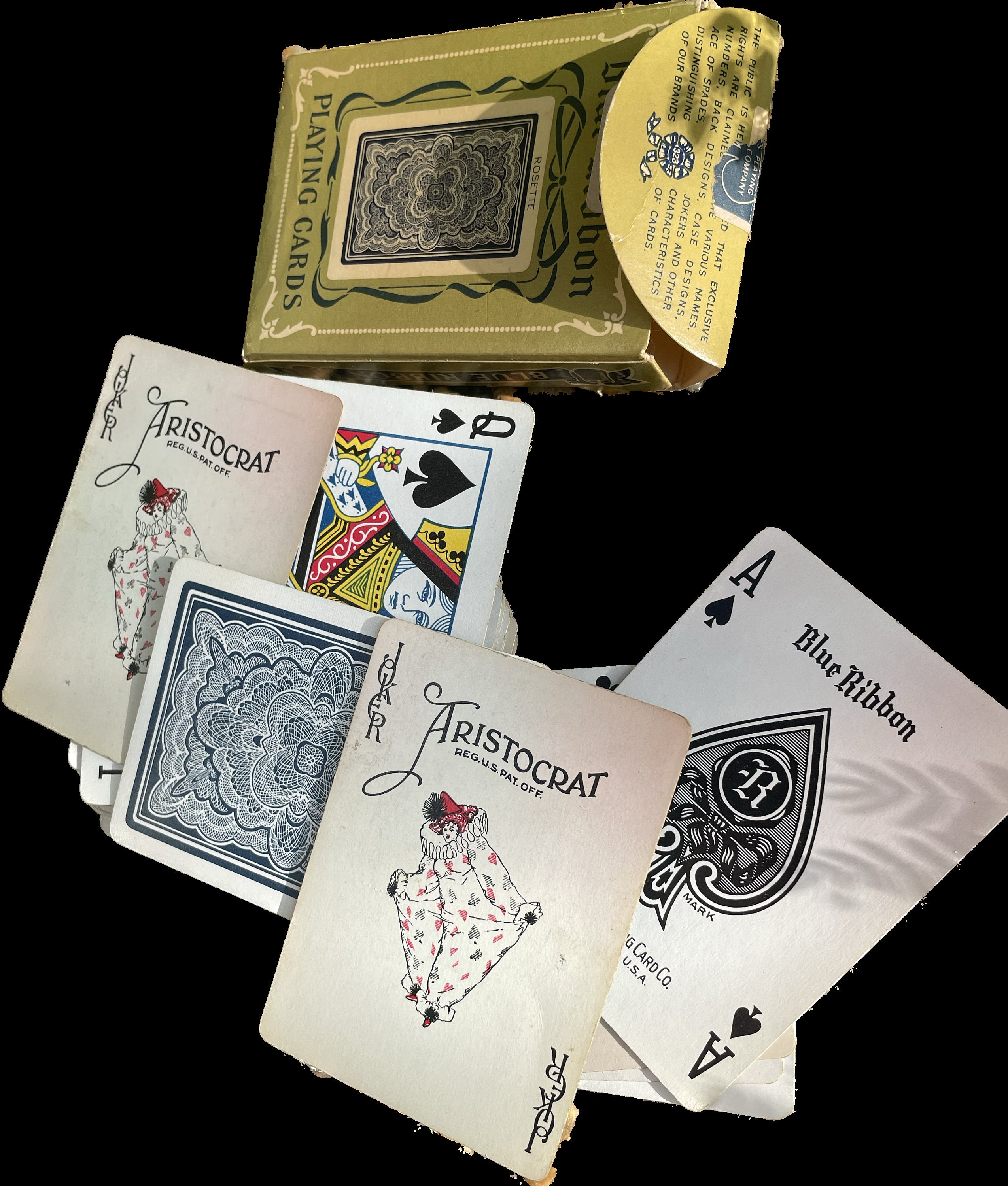 Vintage Russell Blue Ribbon Playing Cards Complete Deck With 2 Jokers ...