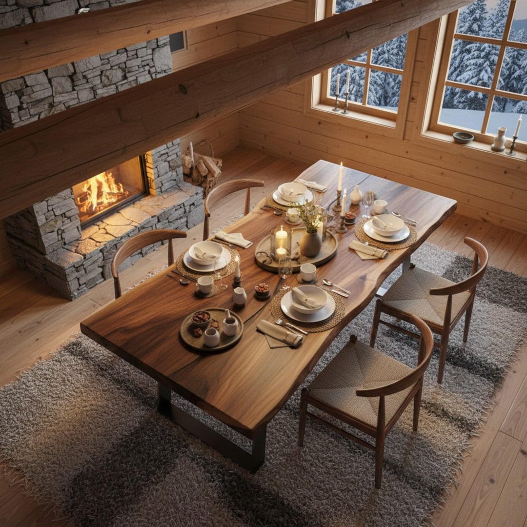 Solid Walnut Live Edge Table | Custom Kitchen Furniture, Rustic Wood ...