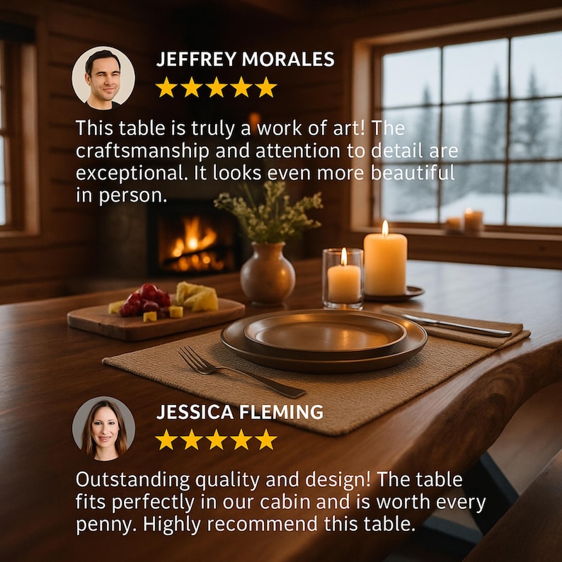 Walnut Dining Table | Solid Wood Live Edge Kitchen & Dinner Room Table ...