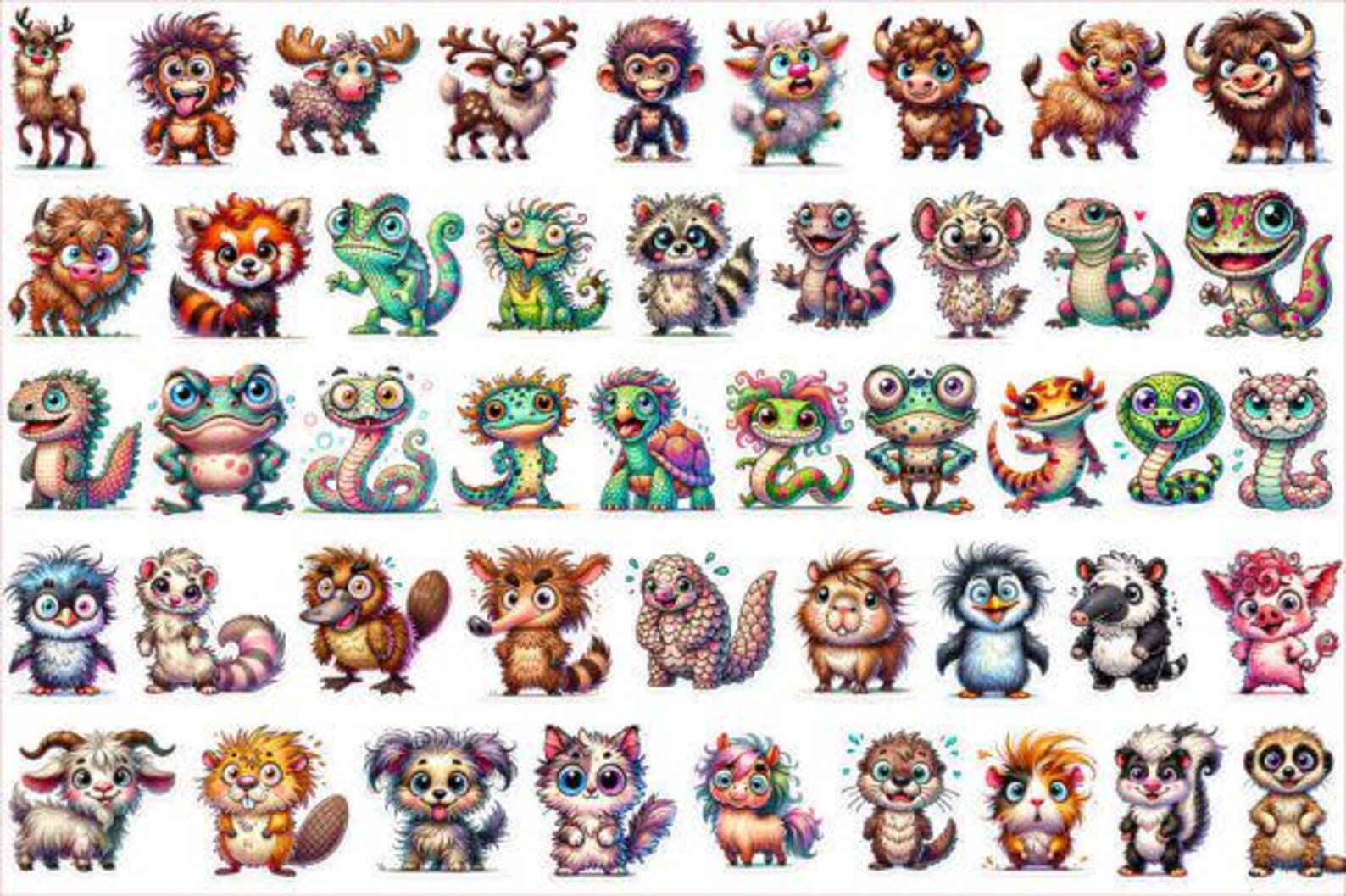 250+ Cute Animal Stickers PNG | Digital Download | With & Without ...