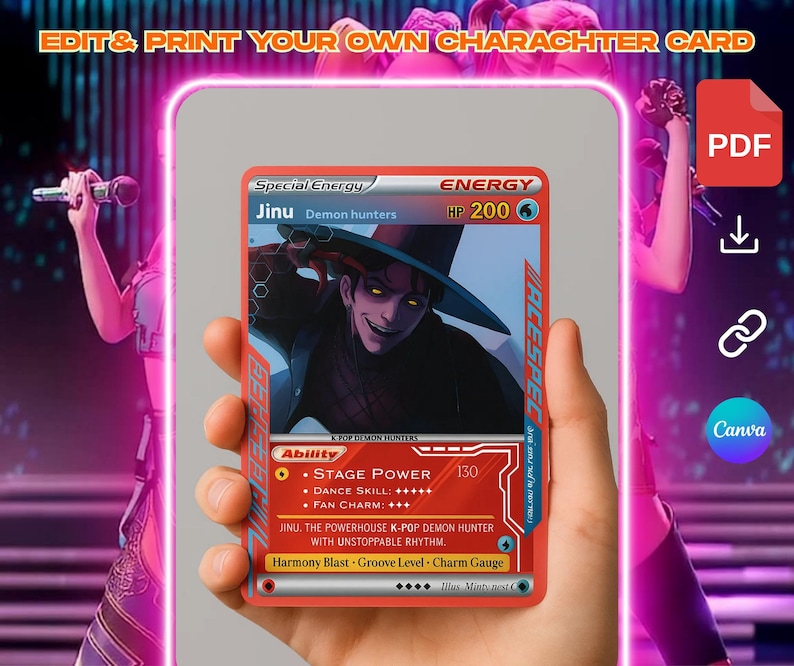K Pop Demon Hunters Personalize Editable Wallet Card, Basic Energy ...