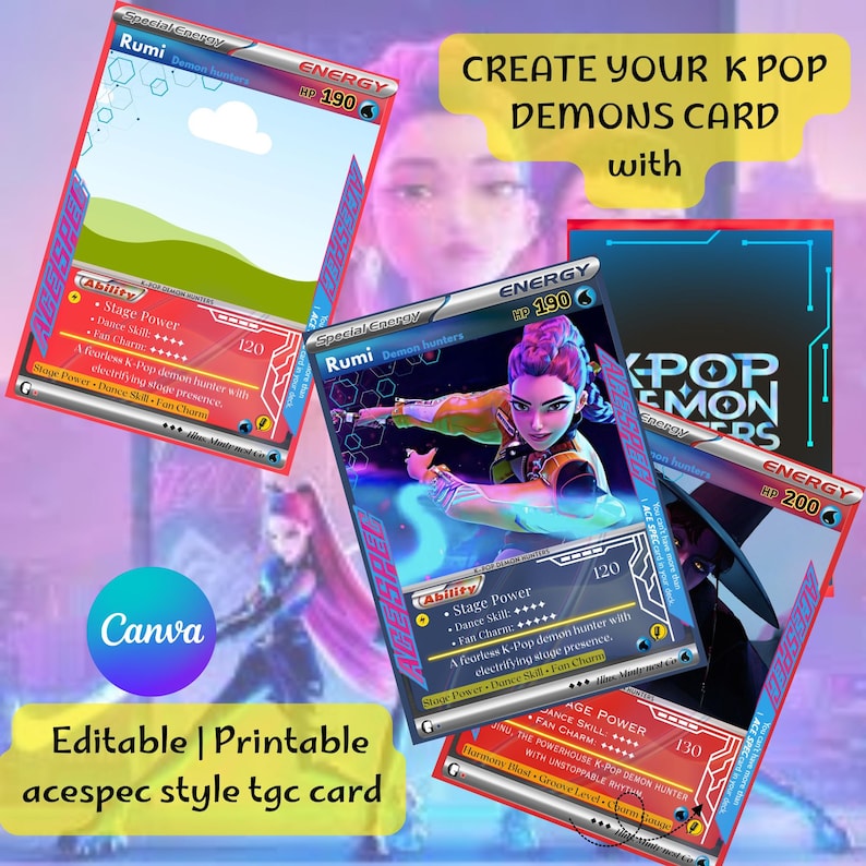 K Pop Demon Hunters Personalize Editable Wallet Card, Basic Energy ...