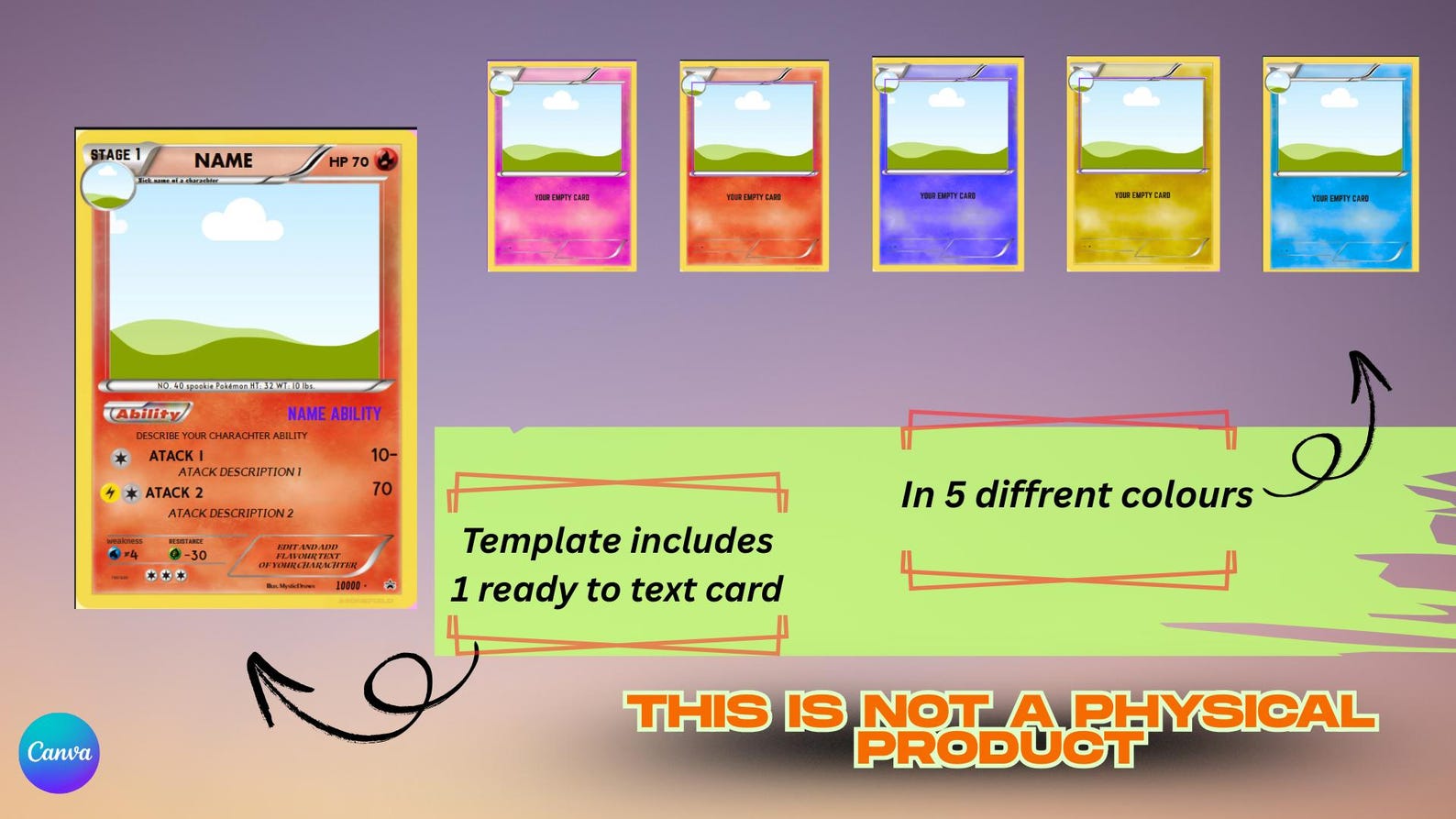 Custom Pokémon Card Canva Template - Editable Birthday Card for Kids ...