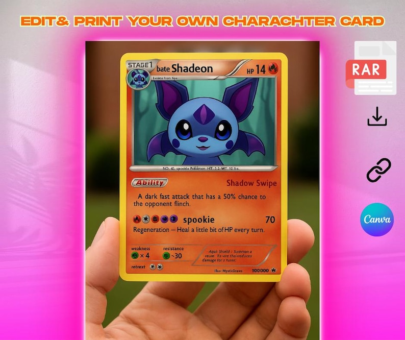 Custom Pokemon Card ,pokemon Card Canva Template ,cards to Make Your ...
