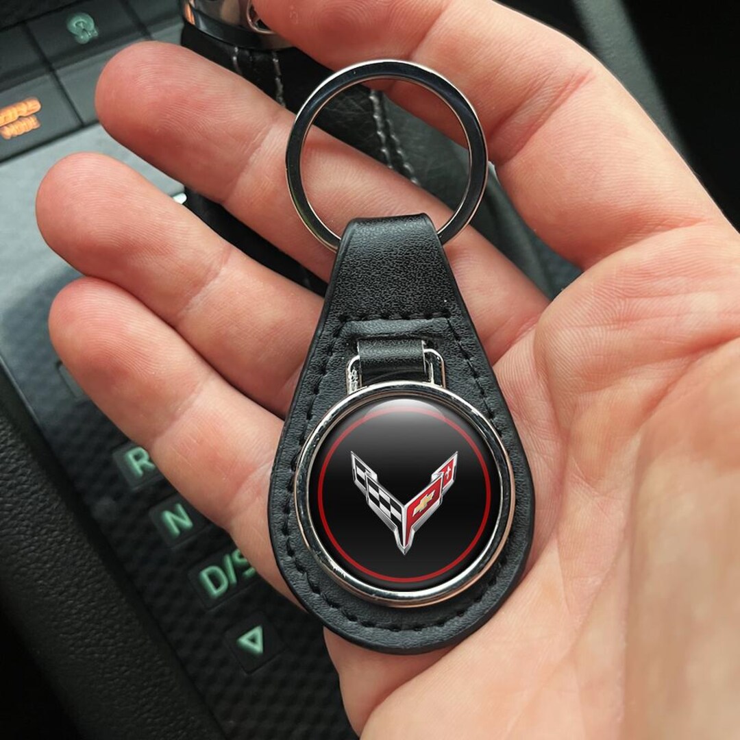 Corvette Leather Keychain | Stylish Keychain for Gift | Keyring Holder ...