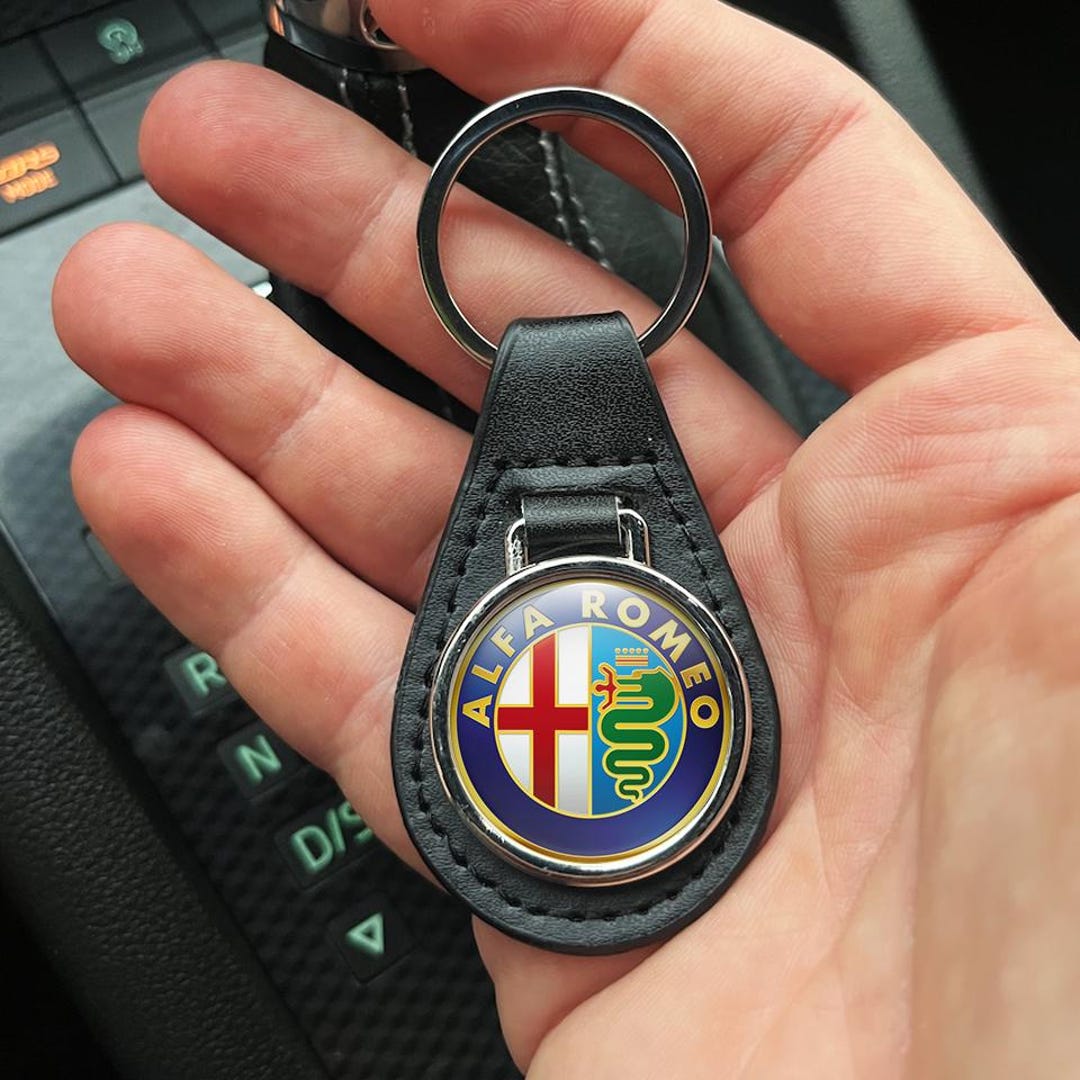 Alfa Romeo Leather Keychain | Custom Leather Keychain With Alfa Romeo ...