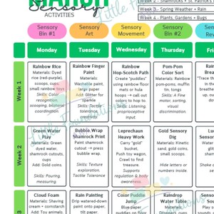 March Sensory Bin Activities | Full Month Lesson Plan for Preschool ...