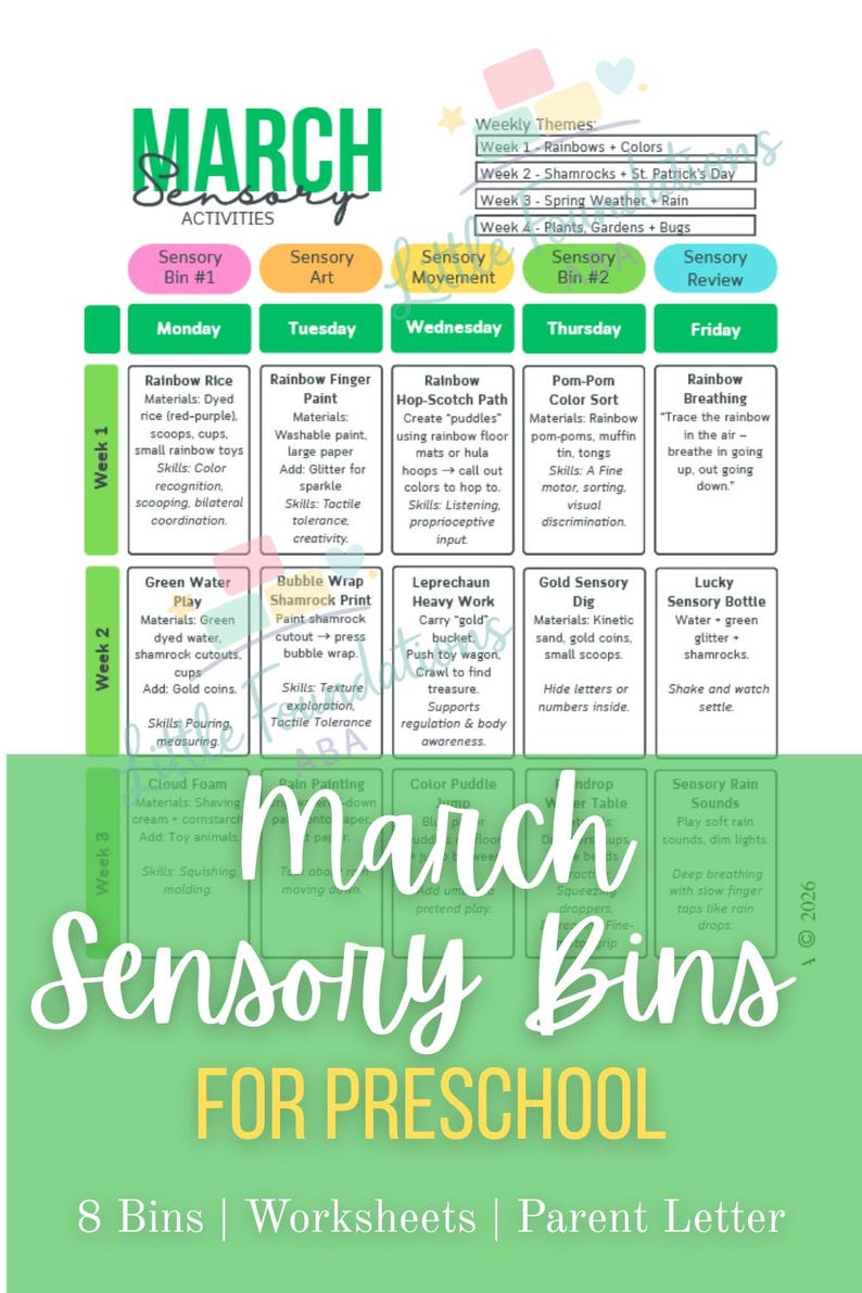 March Sensory Bin Activities | Full Month Lesson Plan for Preschool ...