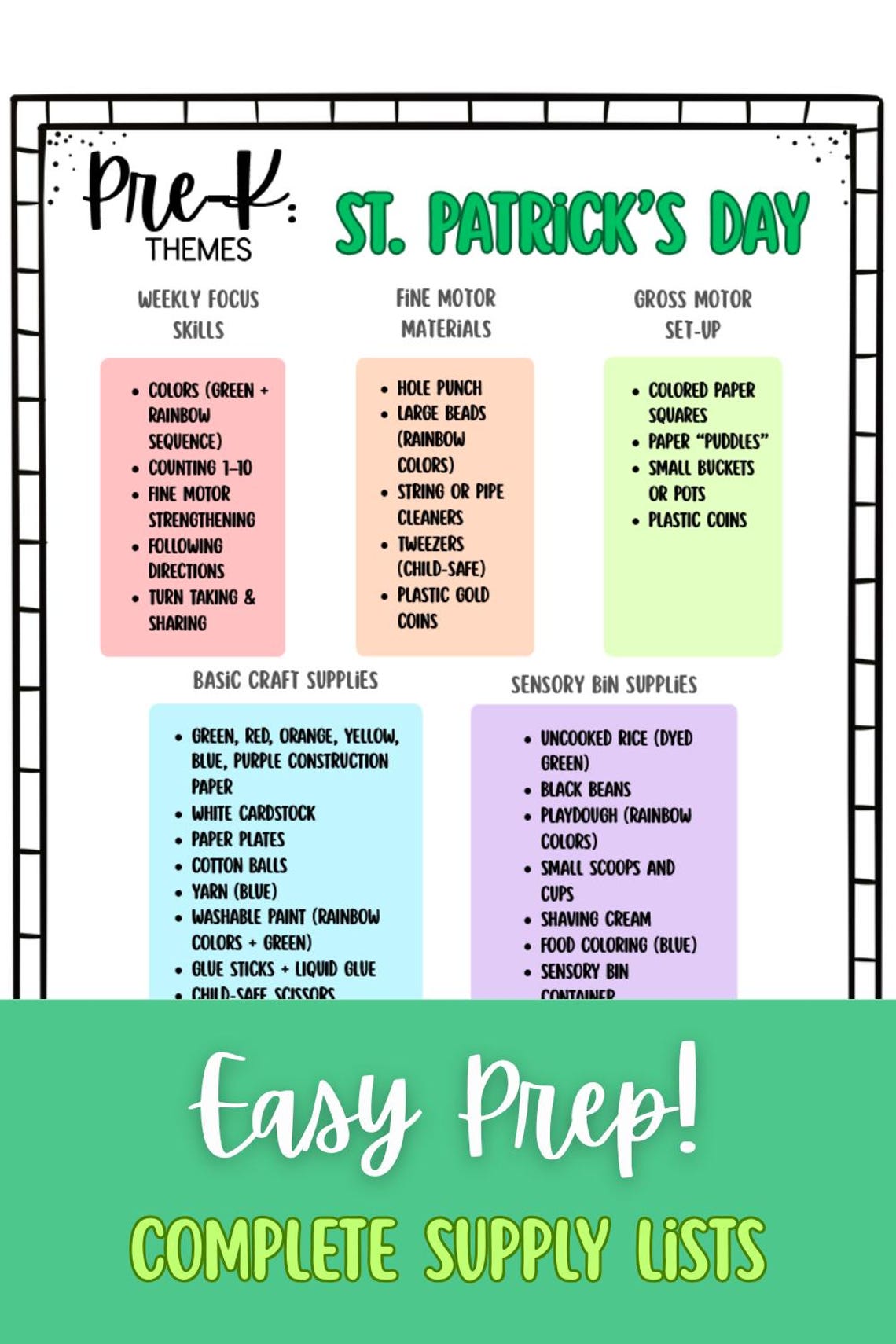 March Themes | St. Patrick’s Day Preschool Activities | 5 Day Lesson ...