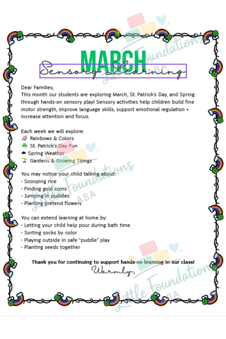 March Sensory Bin Activities | Full Month Lesson Plan for Preschool ...