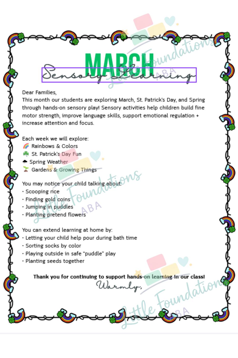 March Sensory Bin Activities | Full Month Lesson Plan for Preschool ...
